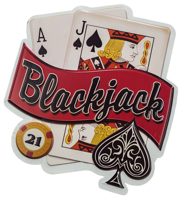 Blackjack 21 Embossed Metal Wall Decor Sign, 16.5" H x 15" L x 0.5" D ...
