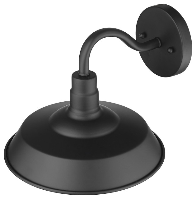 Matte Black Shallow Plate Shape Wall Light - Farmhouse - Outdoor Wall ...
