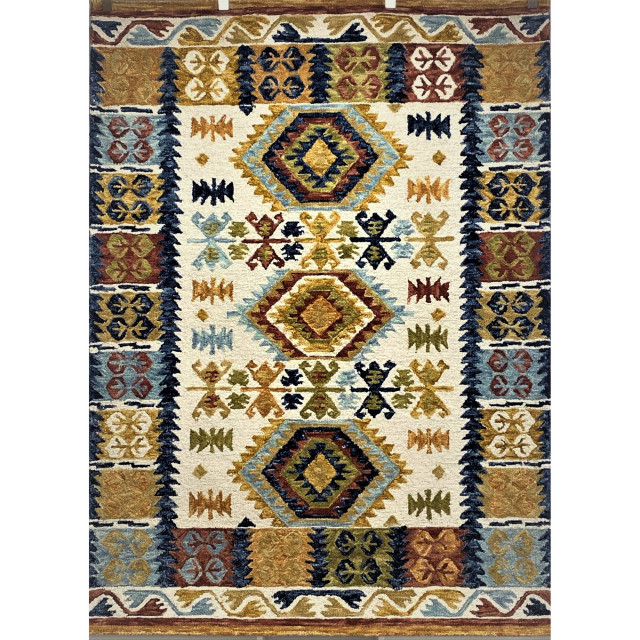 5" x 7" Brown and Blue Southwestern Area Rug - Southwestern - Area Rugs ...