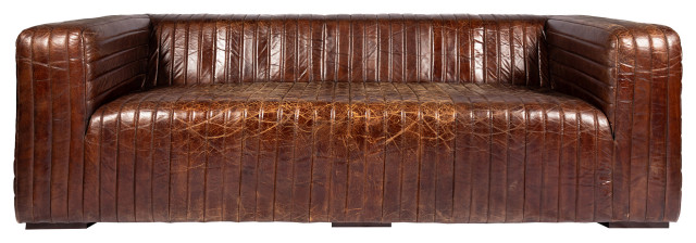 First of A Kind Castle Sofa Cappuccino Brown Leather - Contemporary ...