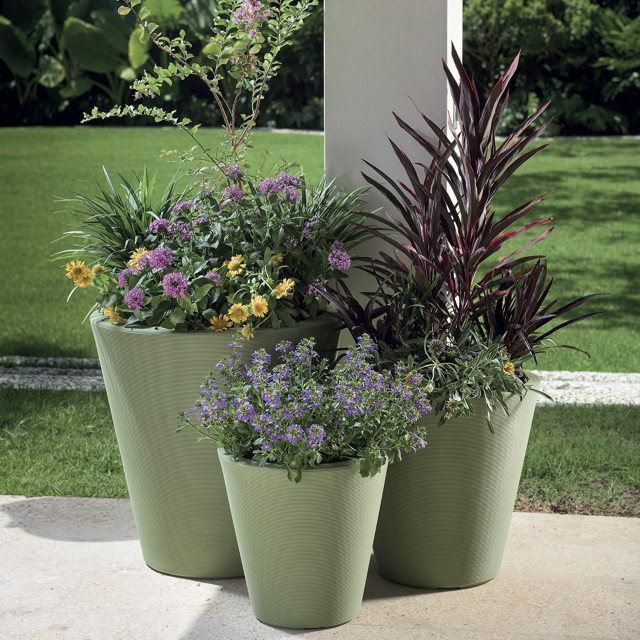 Crescent Garden Madison Planter, Double-Walled Plant Pot, 14" (Alpine ...