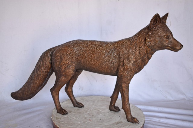 Fox Standing Life Size Bronze Statue - Size: 42"L x 9"W x 27"H ...
