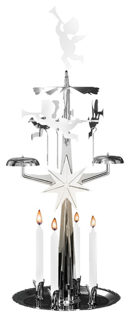 """Swedish Design"" Nickel Angel Chime With Candles" - Contemporary ...