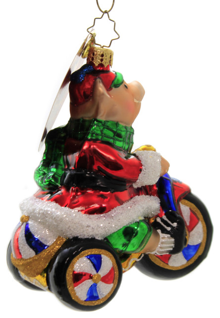 Christopher Radko Peddler Piggy Ornament Tricycle Pig Scooter, 5 In H X ...