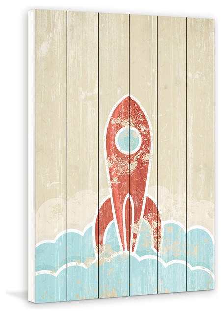 "Blast Off" Painting Print on White Wood, 24"x36" - Contemporary ...