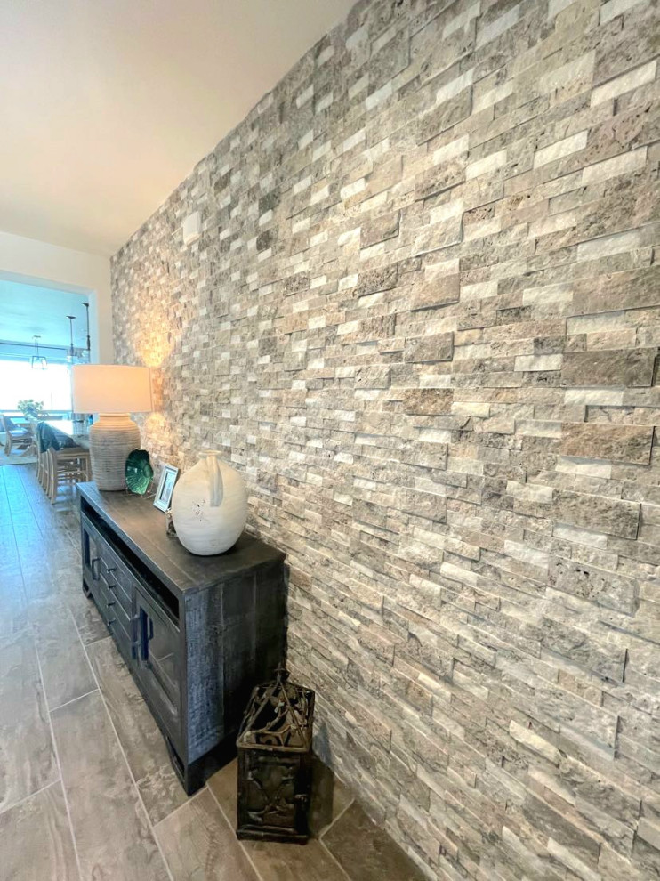 Travertine Accent Wall - French Country - Living Room - by Bobs Custom ...