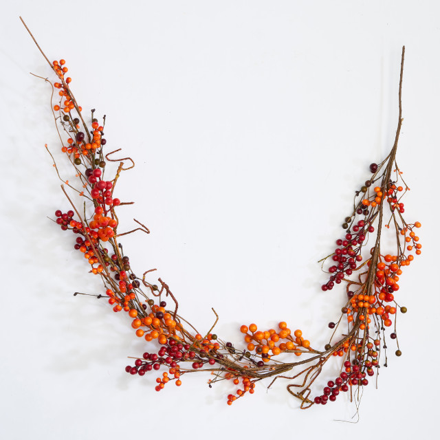 60" Fall Berry Garland With Twigs - Modern - Wreaths And Garlands - by ...