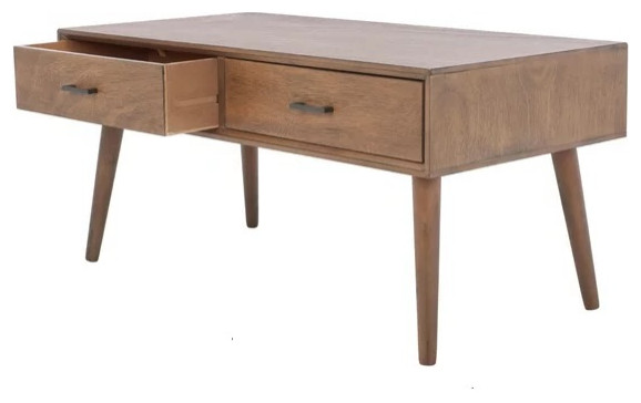 Mid-Century Coffee Table with Angled Legs and 2 Spacious Drawers ...