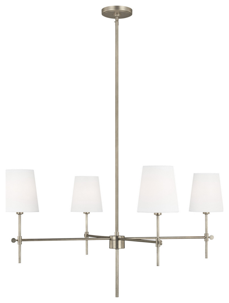 Baker 4-Light Transitional Chandelier in Antique Brushed Nickel, 36.000 ...