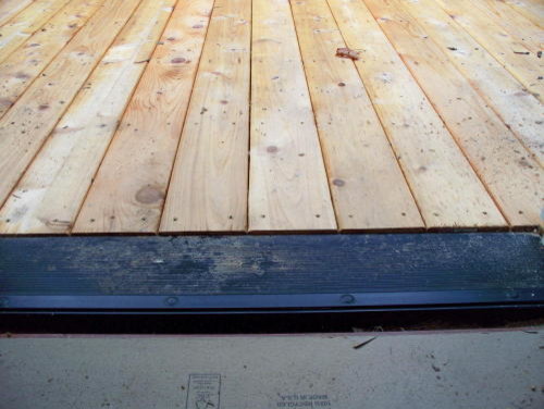 New deck boards are a little higher than my back door threshold.