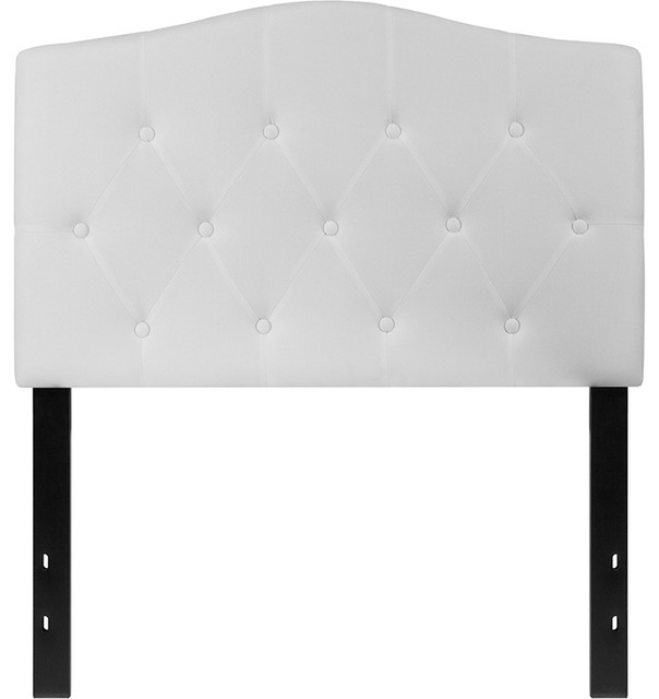 Cambridge Tufted Upholstered Twin Size Headboard in White Fabric ...