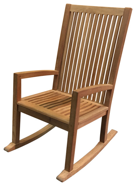 Royal Teak High Back Rocking Chair, Natural - Transitional - Outdoor ...