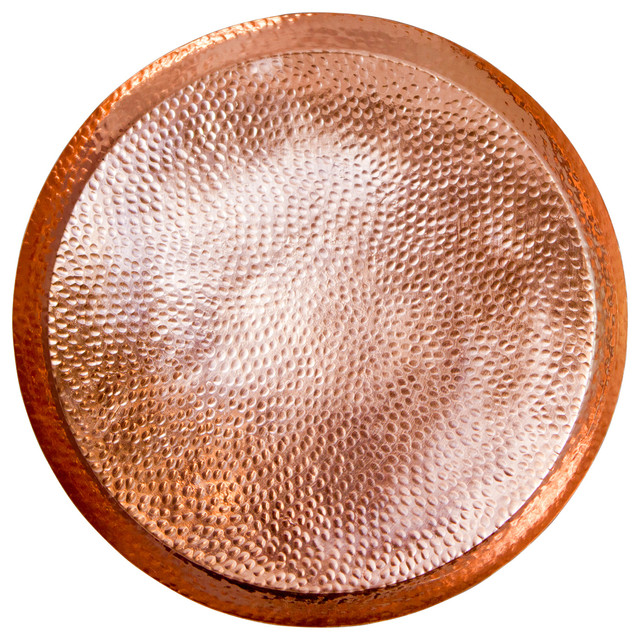 Circular Hammered Copper Tray, 15" - Traditional - Serving Trays - by ...