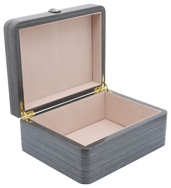 Wood, Set of 2 7/9" Boxwith Metal Clasp, Gray - Transitional ...
