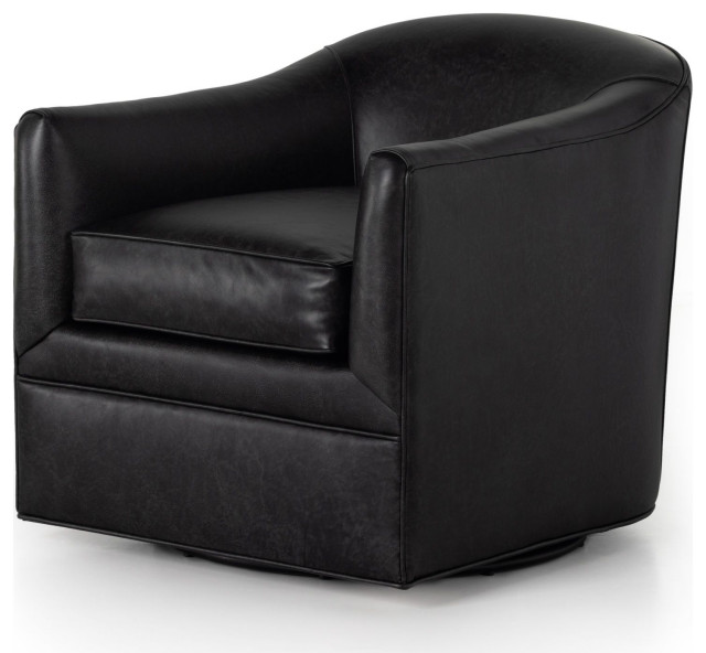 Quinton Arvada Black Leather Swivel Chair - Modern - Armchairs And ...
