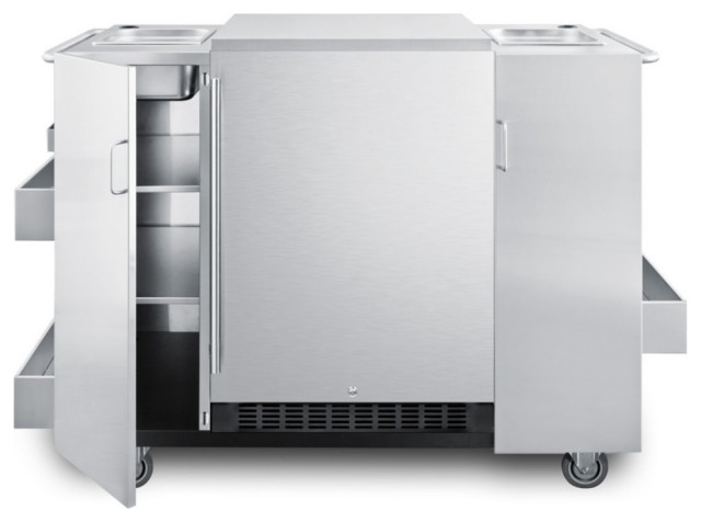 Summit CartOSRF Stainless Steel Serving Cart with Outdoor Refrigerator ...