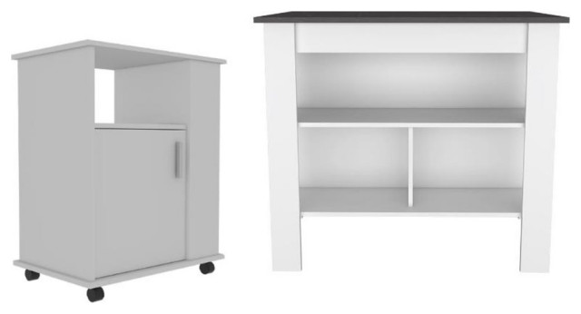 Home Square 2-Piece Set with Wood Kitchen Island and Kitchen Service ...