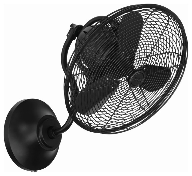 Bellows I Hard-wired Indoor/Outdoor 14" Wall Fan, Flat Black ...