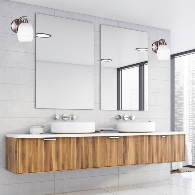 Paramount Wall Sconce, Brushed Nickel, 5" White Matrix Glass ...