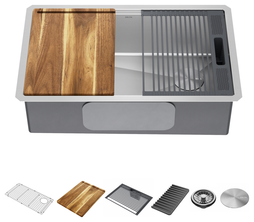 Delta 95B932-30S Lorelai 30” Workstation Kitchen Sink Undermount ...