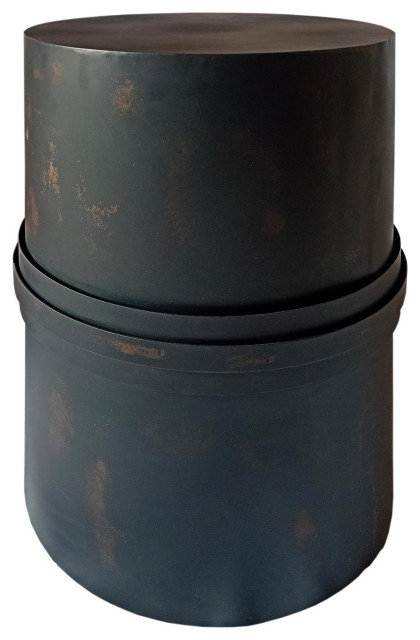 Bryce Round Metal Side Table Rustic Black - Industrial - Side Tables ...