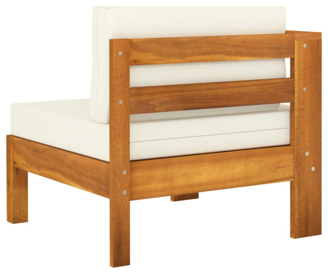 Vidaxl Middle Sofa With 1 Armrest Cream White Solid Acacia Wood ...