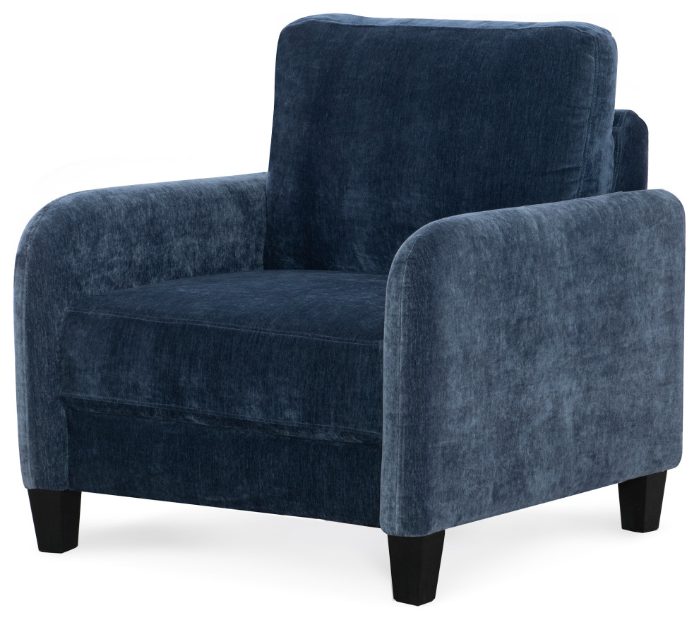 Everly Blue Velvet Chair - Transitional - Armchairs And Accent Chairs ...
