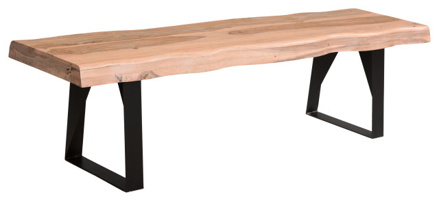 Henderson 70" White Wave Edge Dining Bench - Industrial - Dining ...