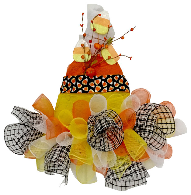 Halloween Candy Corn Witch Hat Deco Mesh Wreath Or Wall Decor ...