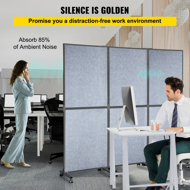 Acoustic Room Divider 72"x66" Office Partition 3 Panels - Contemporary ...