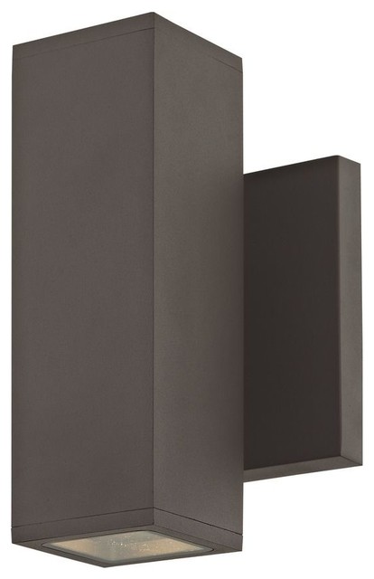 LED Outside Wall Light Cylinder Up, Down 2700K, Square, Bronze ...