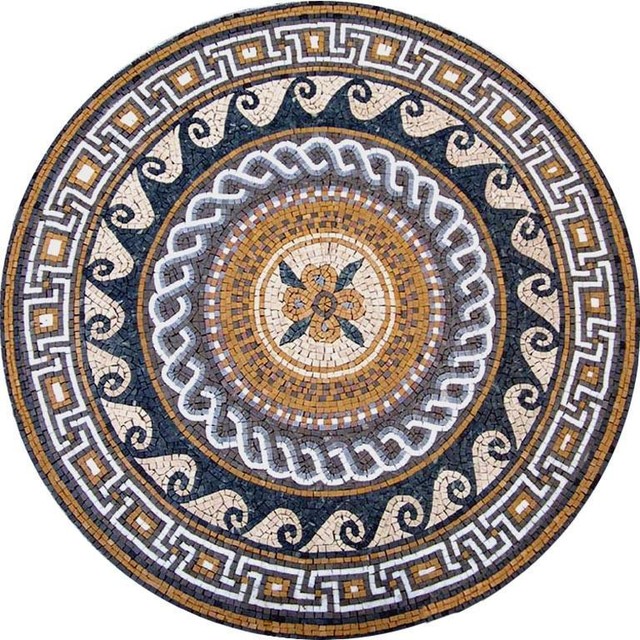 Greco-Roman Mosaic Rondure, Aelius, 31" x31" - Traditional - Tile ...