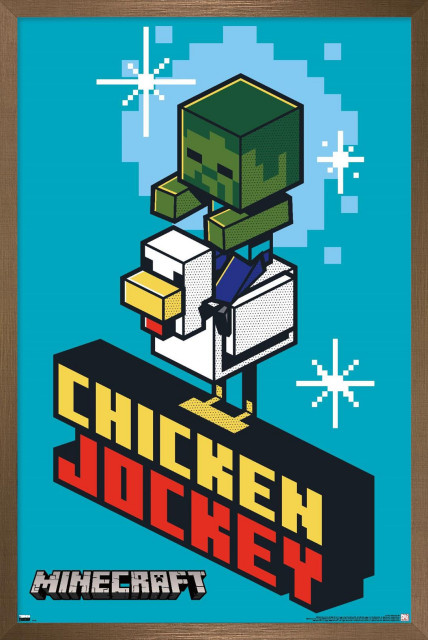 Minecraft - Chicken Jockey, 14.725" x 22.375" - Contemporary - Prints ...