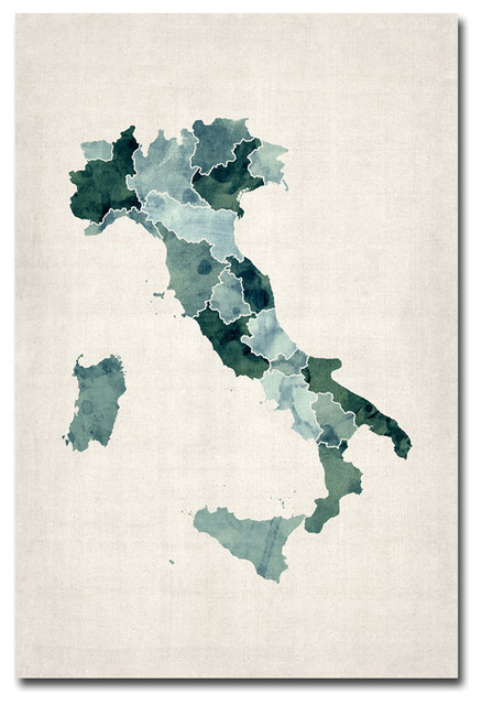 'Italy Watercolor Map' Canvas Art by Michael Tompsett, 30" x 47 ...