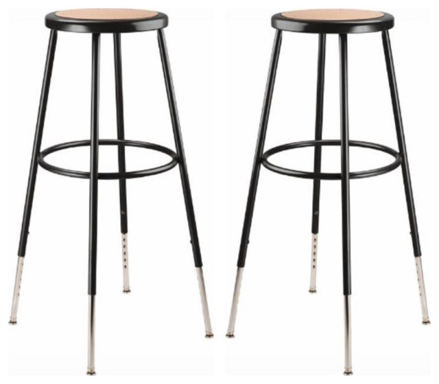 Home Square 6200 Series 32-39" Modern Metal Heavy Duty Stool in Black ...