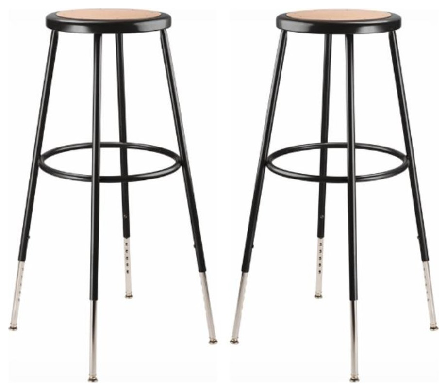 Home Square 6200 Series 32-39" Modern Metal Heavy Duty Stool in Black ...