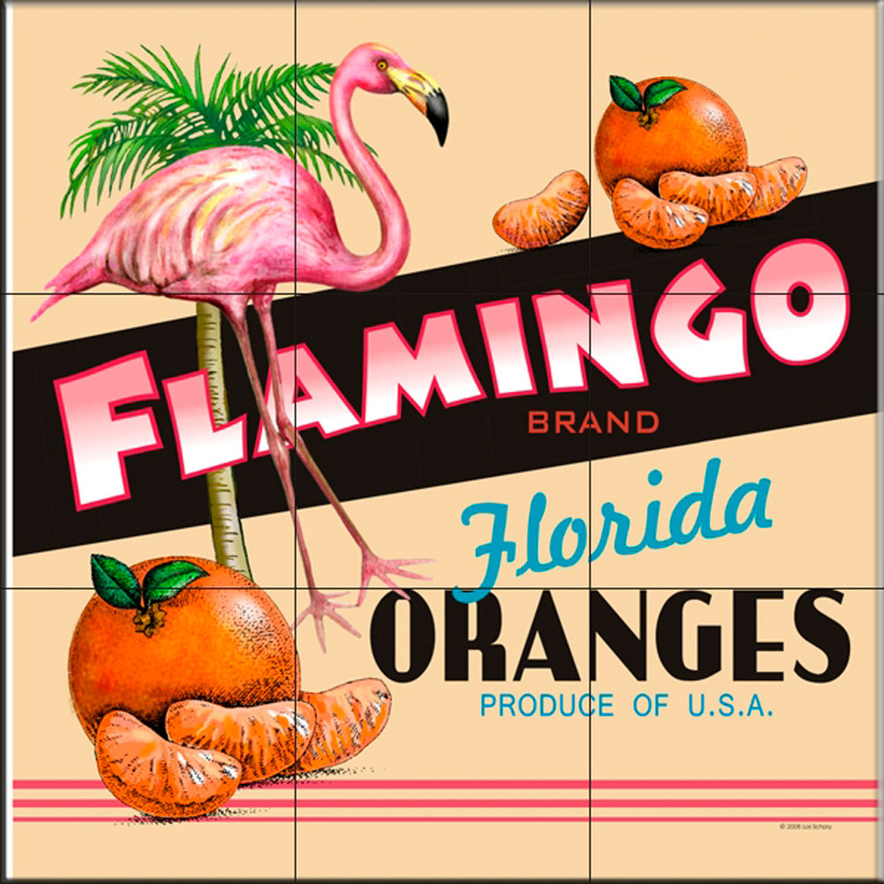 Tile Mural, Ls-Flamingo Orange by Lori Schory, 12.75" x 12.75" (9 Tiles ...