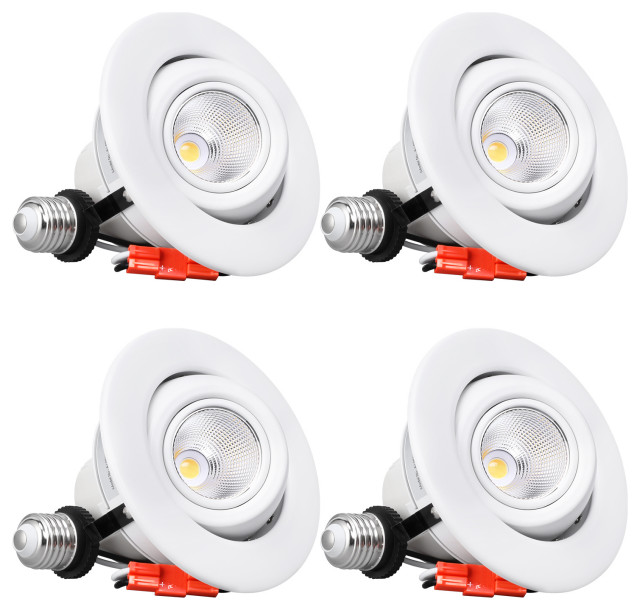 4 Pack 4" LED Gimbal Recessed Light Dimmable, ETL, 5000K Daylight ...