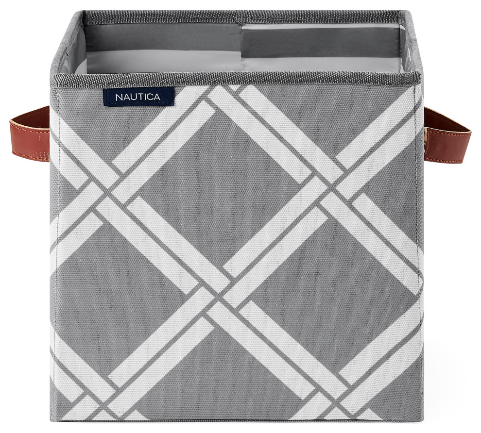 Nautica Folded Storage Cube, Gray Box Weave - Contemporary - Storage ...