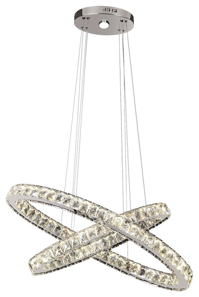 Double Crystal Oval Ring LED Light Fixture - Contemporary - Chandeliers ...