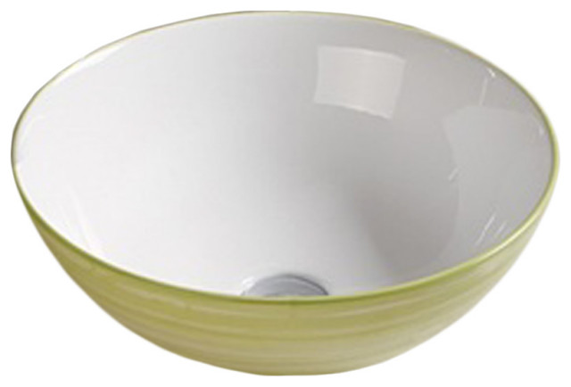 American Imagination 16.34"W Bathroom Vessel Sink, Olive Swirl-White ...