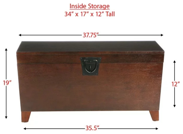 Espresso Pyramid Trunk Coffee Table with Inner Storage, Mission Style ...