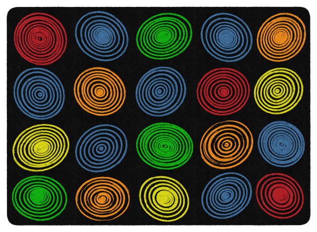 Flagship Carpets FA1843-44FS Circles Black And Multi, 7'6" X12 ...