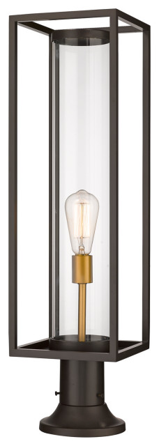 Dunbroch One Light Outdoor Pier Mount, Deep Bronze / Outdoor Brass ...