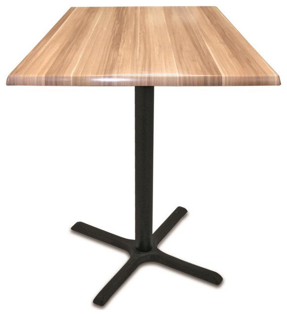 OD211 Black Table with 30"x30" Square Indoor/Outdoor Natural Top, 30 ...