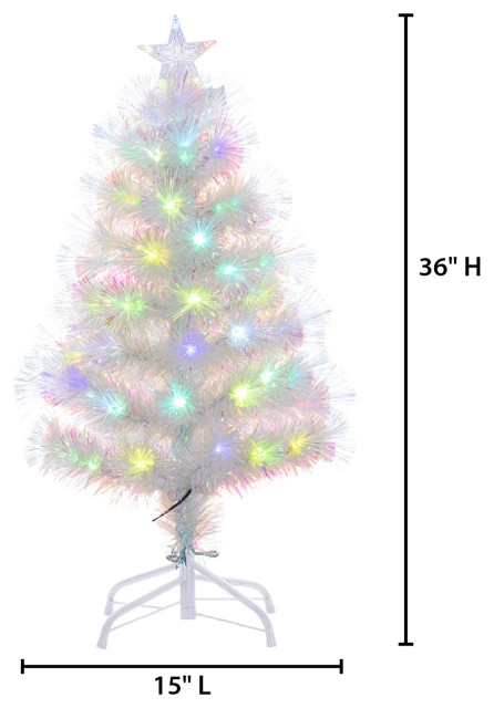 3' White Color Changing Fiber Optic Tree, Multi Color Fiber Optic LED ...