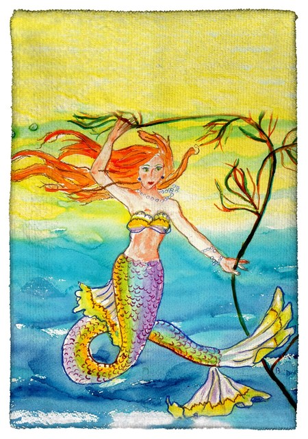 Betsy's Mermaid Kitchen Towel - Two Sets of Two (4 Total), 16 inches x ...