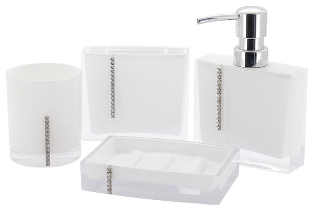 Krystal Bathware CBAK3100W Reef 4-Piece Bath Accessory Set, White ...