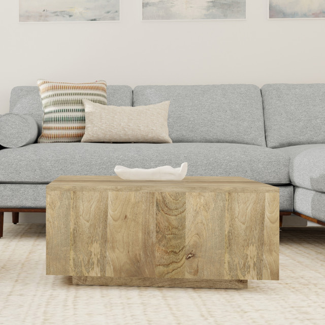 Lockhart Solid Mango Wood Square Coffee Table - Rustic - Coffee Tables ...
