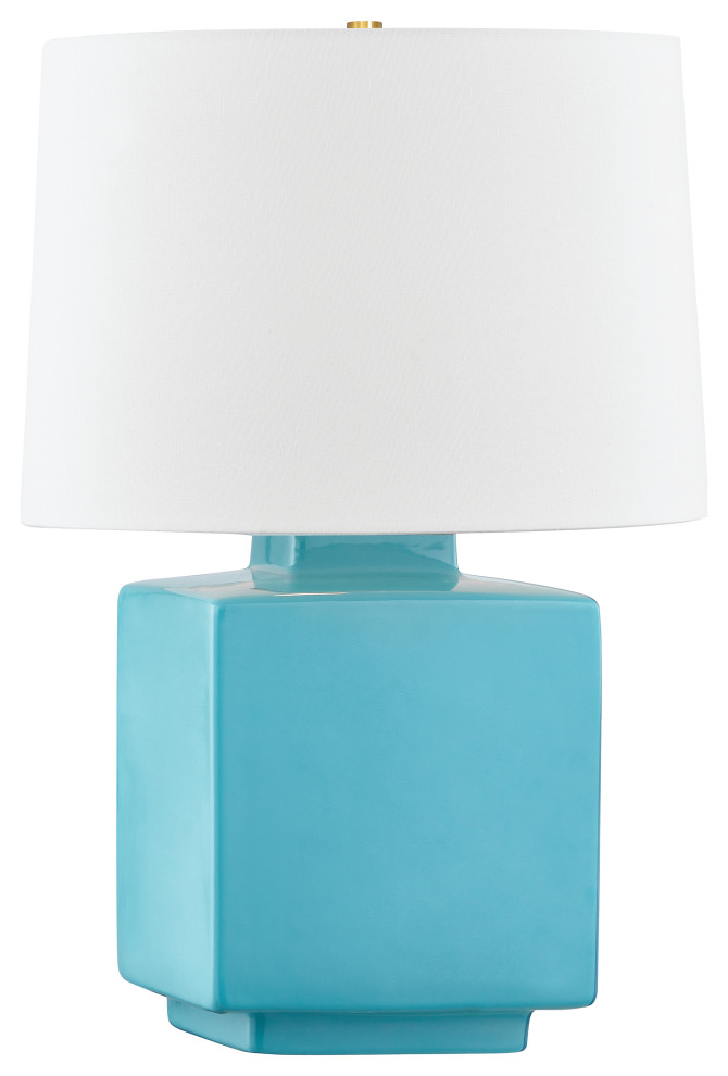 Hawley 21" High Aged Brass/Ceramic Gloss Turquoise Table Lamp ...